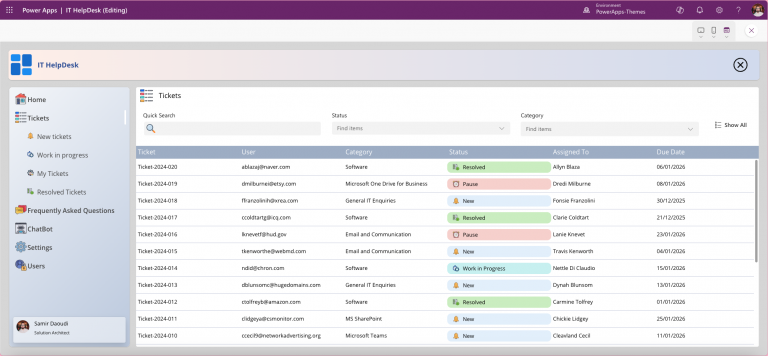 IT HelpDesk Power Apps Template